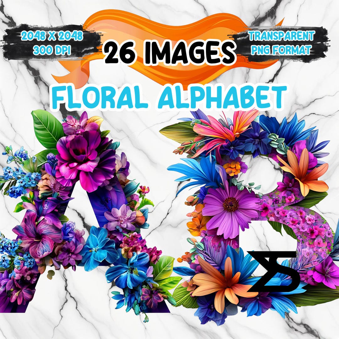 Watercolor Floral Alphabet Letter PNG Image on Transparent Background ...