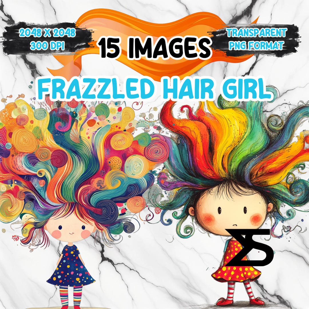 15 Little Girl With Frazzled Hair Clipart, Junk Journaling Scrapbooking ...
