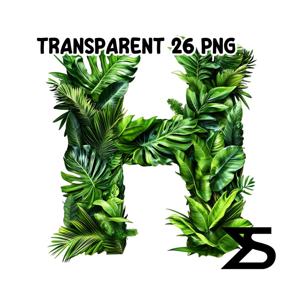 Watercolor Tropical Leaves Alphabet PNG Image on Transparent Background ...
