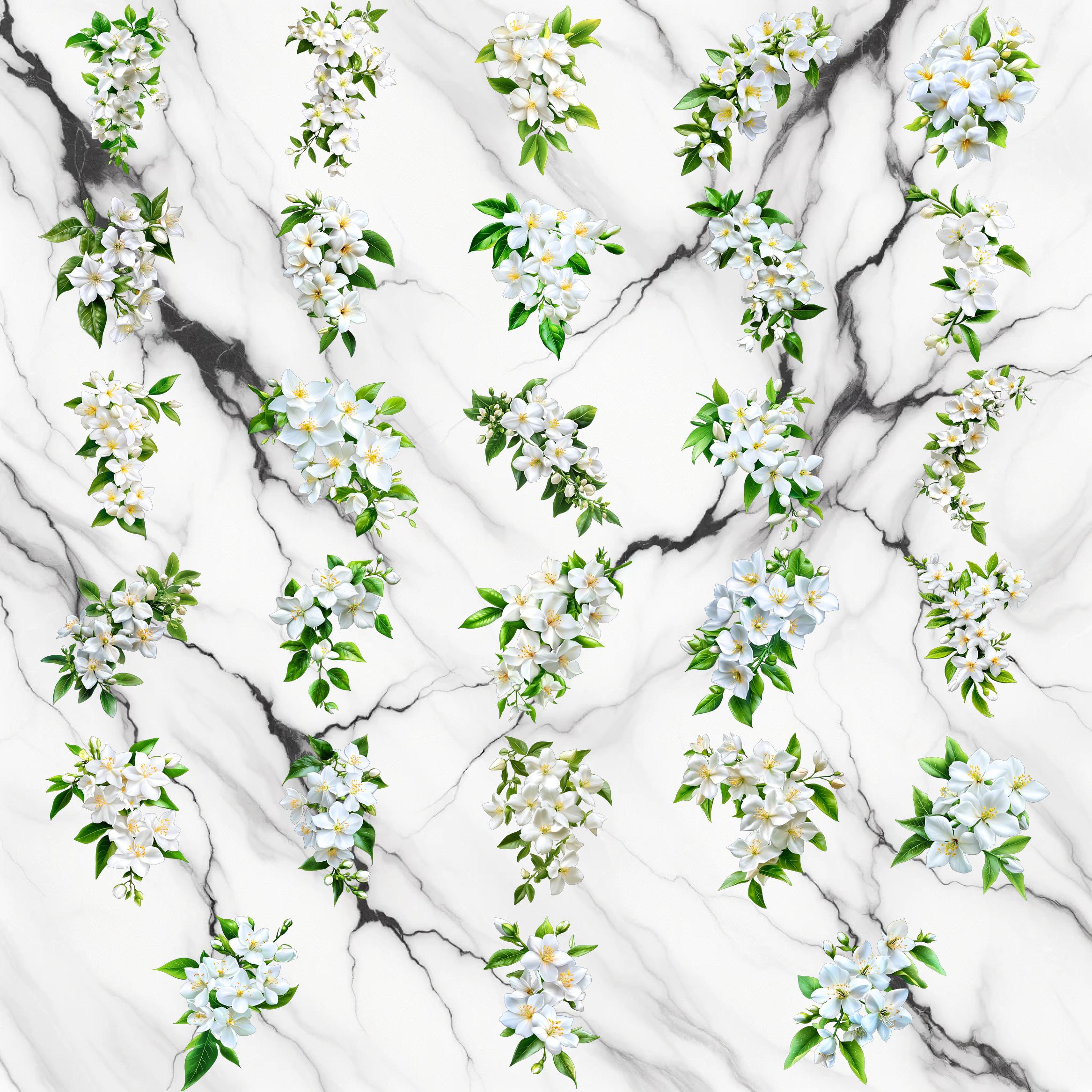 Watercolor Jasmine Flower String PNG Image on Transparent Background ...