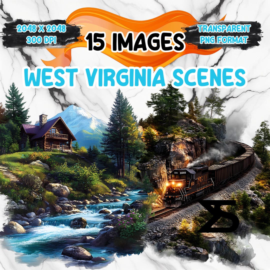 Watercolor West Virginia Scenes PNG Image, West Virginia Clipart Bundle ...
