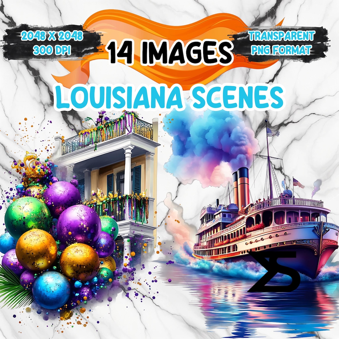 Watercolor Louisiana Scenes PNG Image, Louisiana Clipart Bundle ...