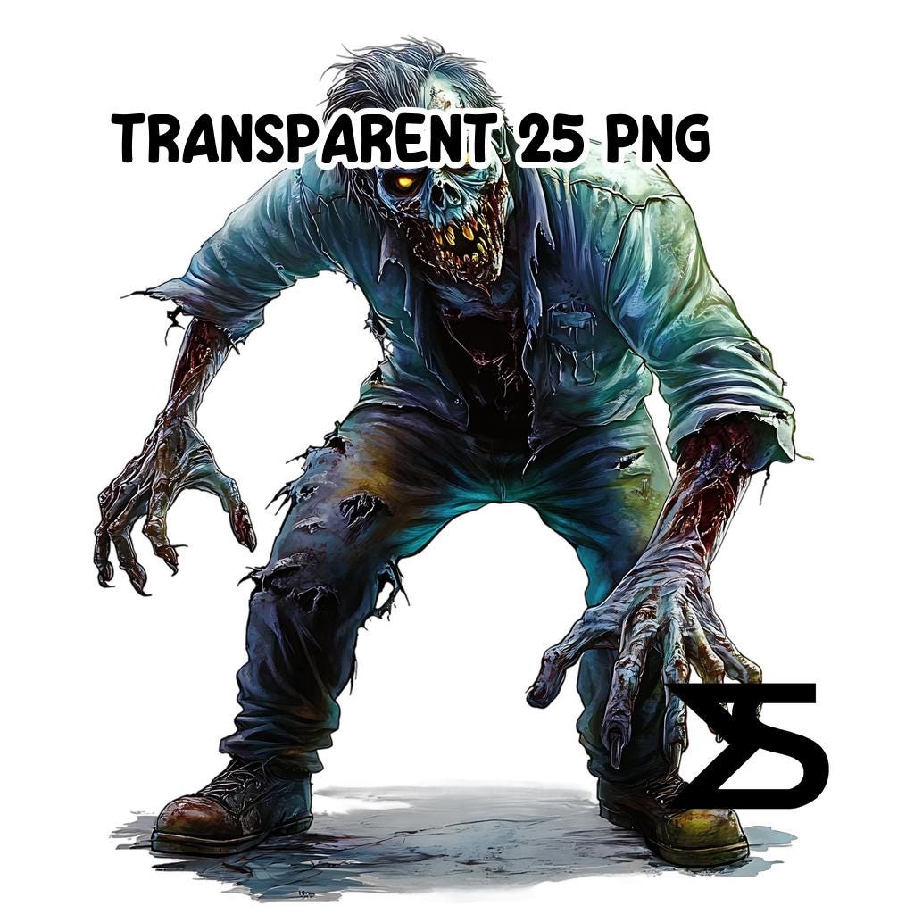 25 Watercolor Halloween Zombie Clipart , Zombie Clipart PNG, Clipart ...