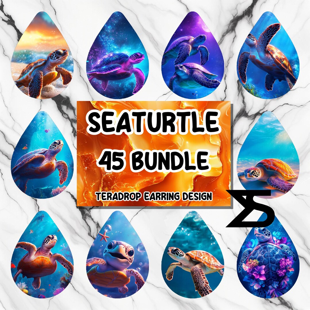 Sea Turtle Sublimation Earring Design Bundle, Instant Digital Download ...