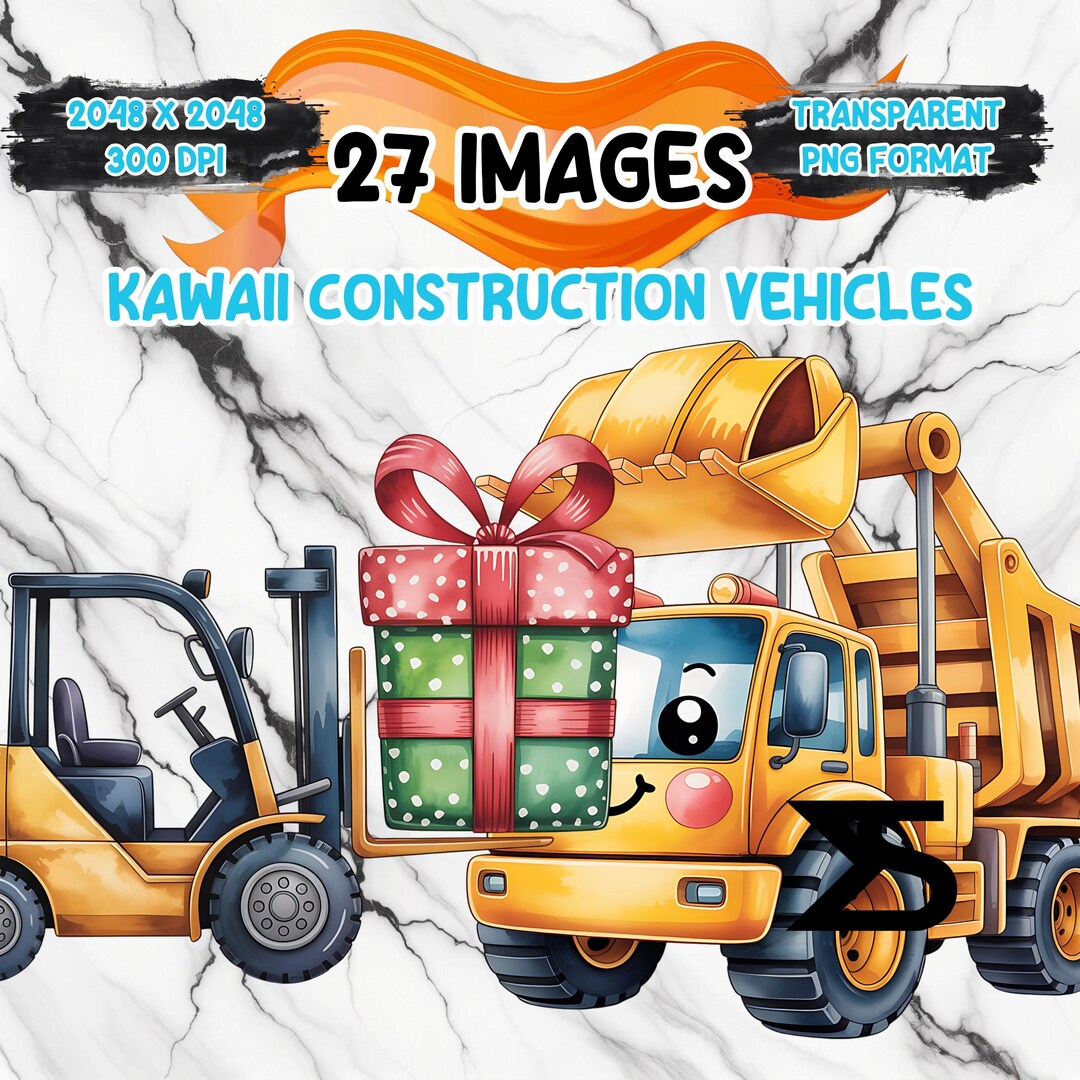 Watercolor Kawaii Construction Vehicles PNG Clipart Image Transparent ...