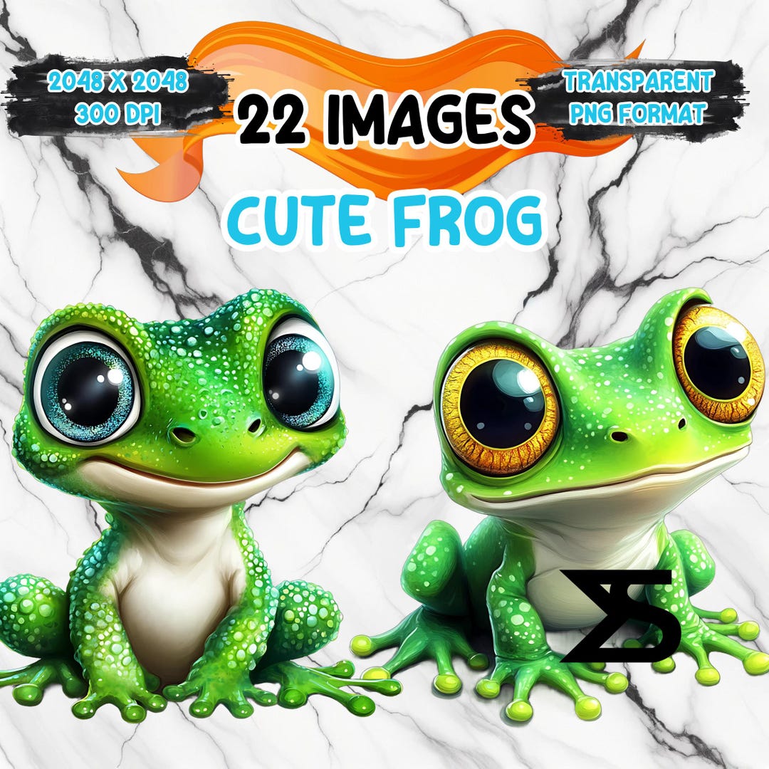 22 Watercolor Cute Frog, Cute Frog Clipart Bundle, Commercial Use ...