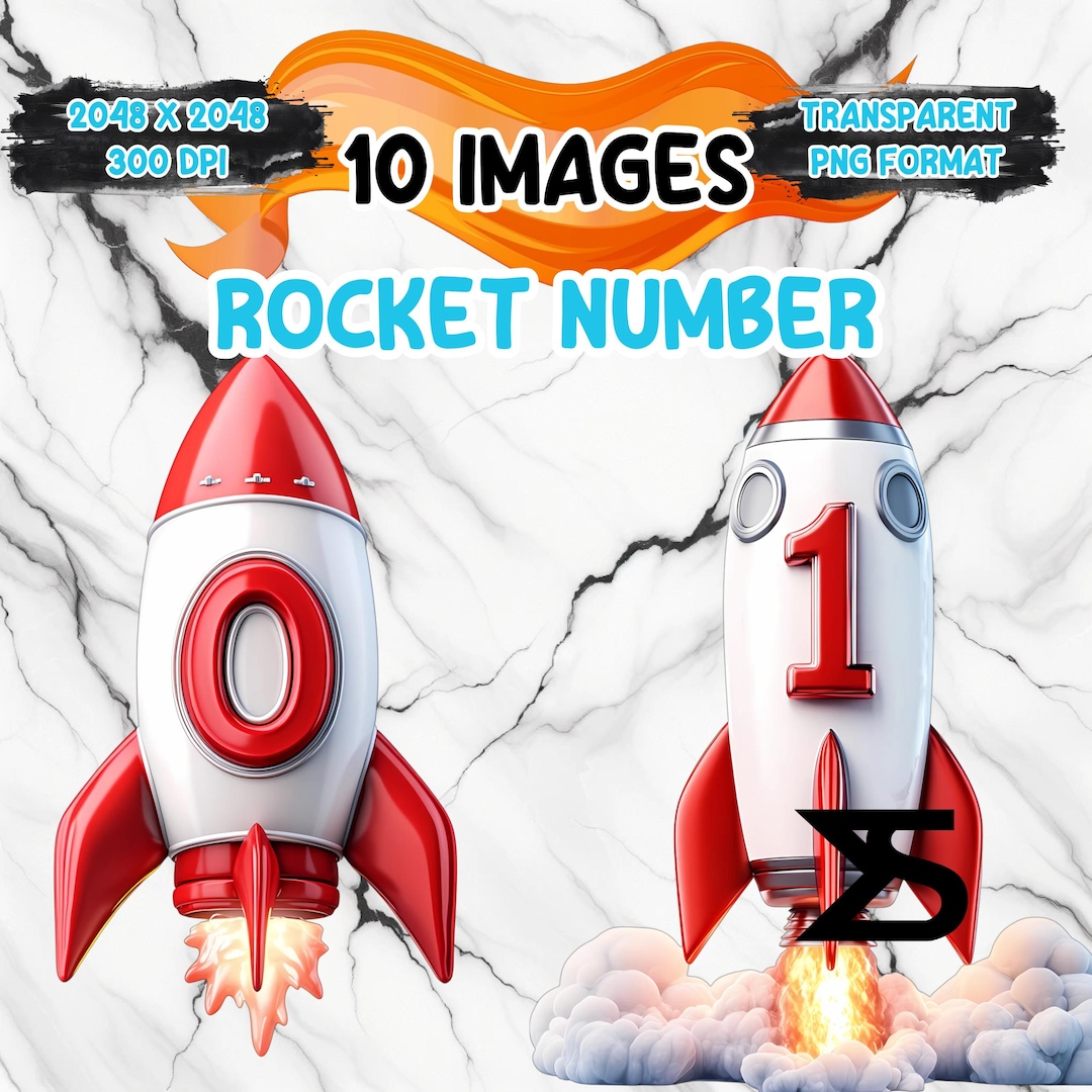 Watercolor Rocket Number PNG Image on Transparent Background, Digital ...