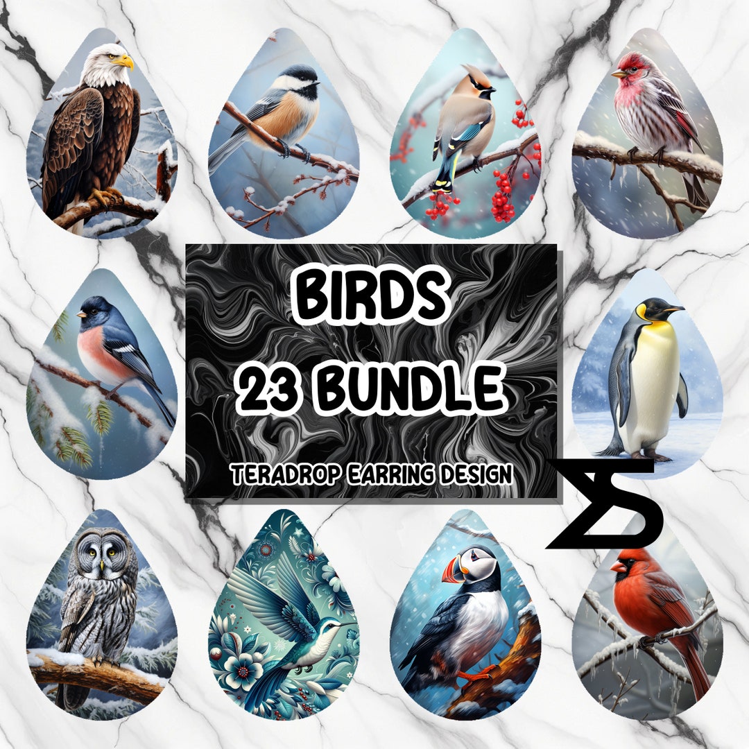 Birds Sublimation Earring Designs Bundle, Earring Blank Design, Instant ...