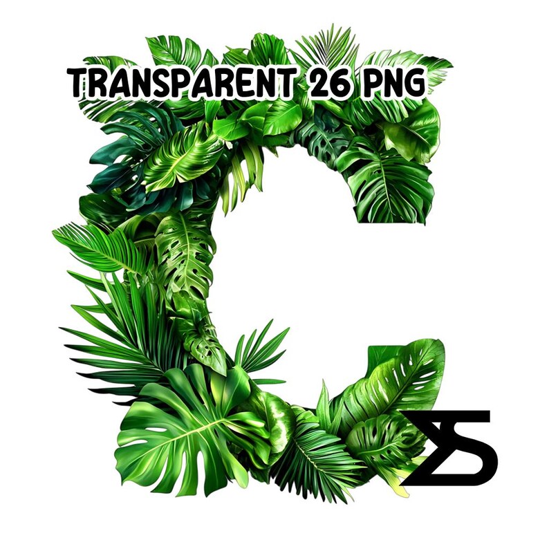 Watercolor Tropical Leaves Alphabet PNG Image on Transparent Background ...