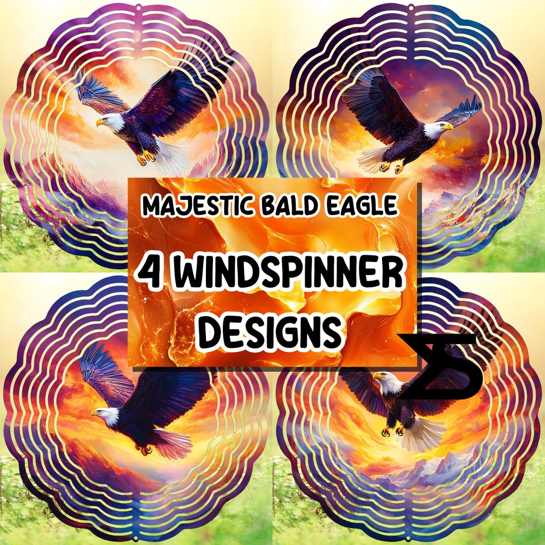 Majestic Bald Eagle Wind Spinner PNG Sublimation Design, Wind Spinner ...