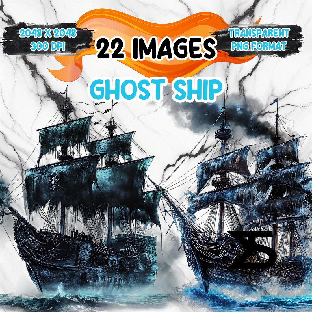 22 Watercolor Ghost Ship, Ghost Ship Clipart Bundle, Commercial Use ...