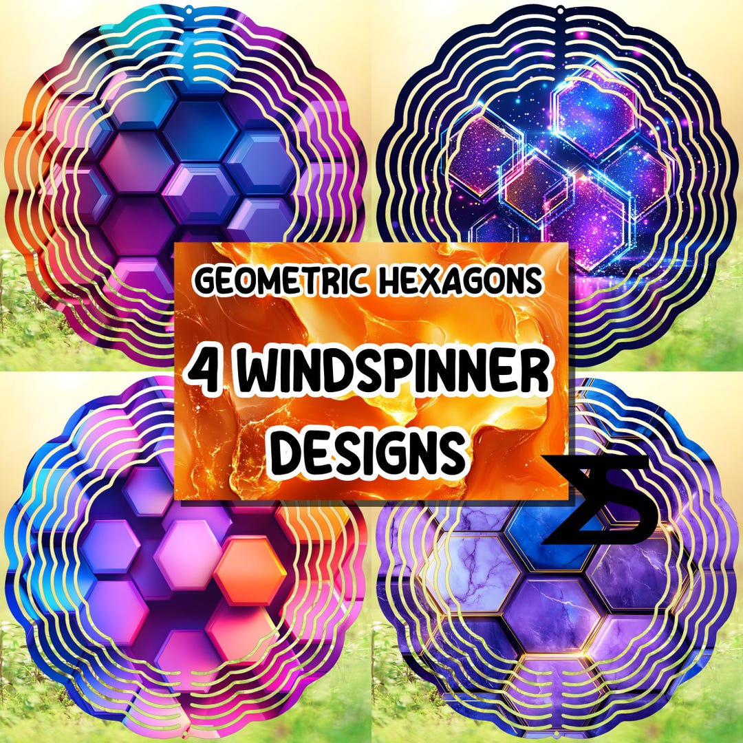 Geometric Hexagons Wind Spinner PNG Sublimation Design, Wind Spinner ...