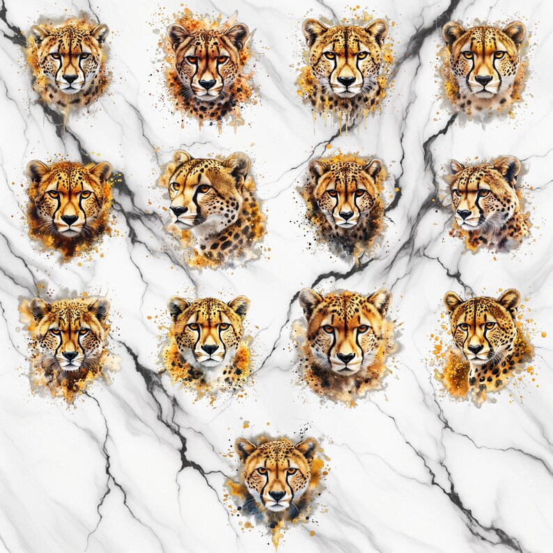 Watercolor Watercolor Cheetah PNG Image on Transparent Background ...