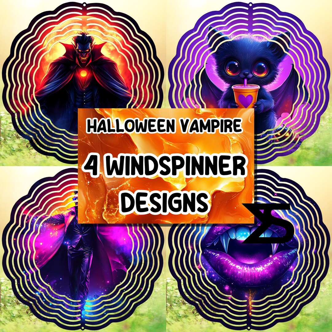 Halloween Vampire Wind Spinner PNG Sublimation Design, Wind Spinner ...