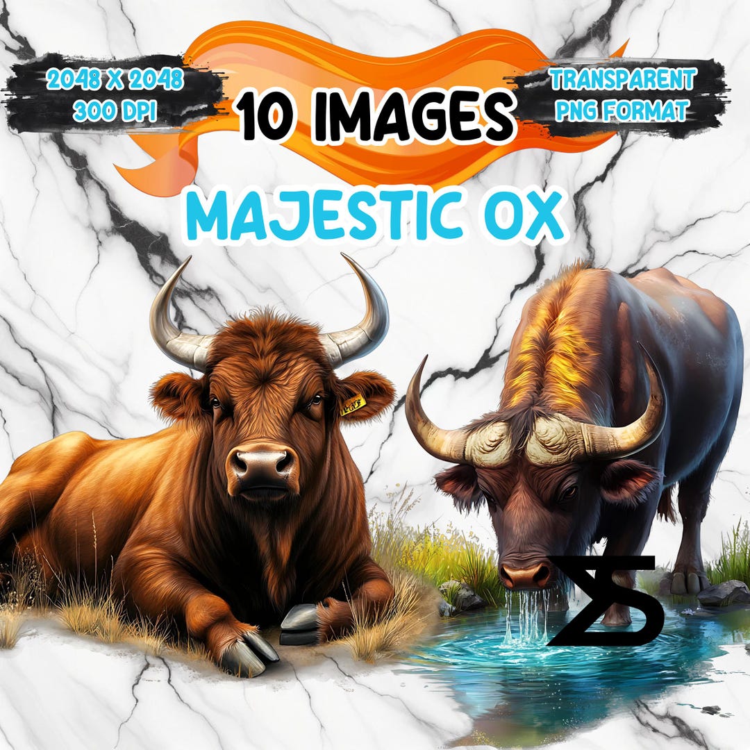 Watercolor Ox PNG Image, Ox Clipart Bundle, Commercial Use, Digital ...