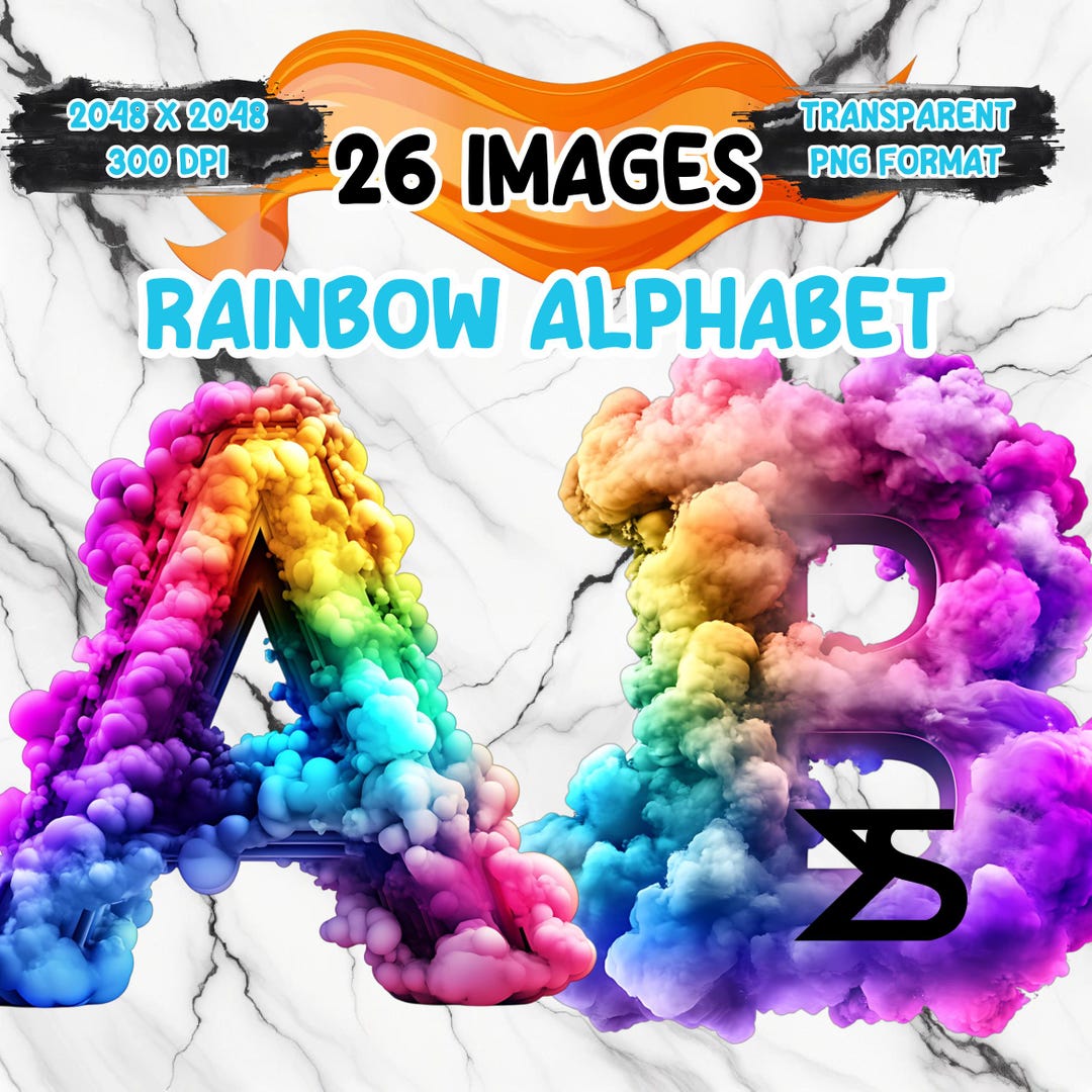 Watercolor Rainbow Alphabet PNG Image on Transparent Background ...