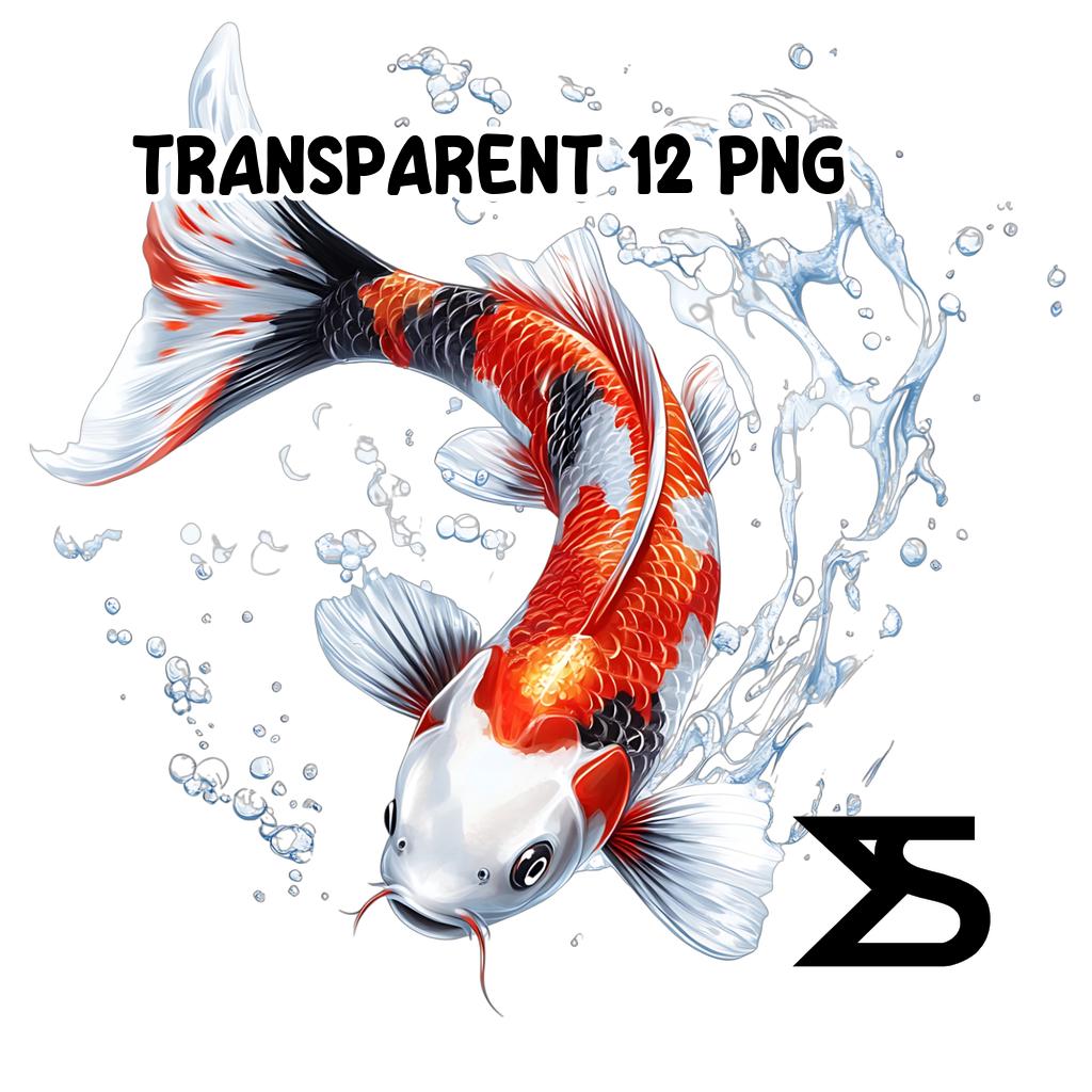 Watercolor Koi Fish PNG Image on Transparent Background, Digital ...
