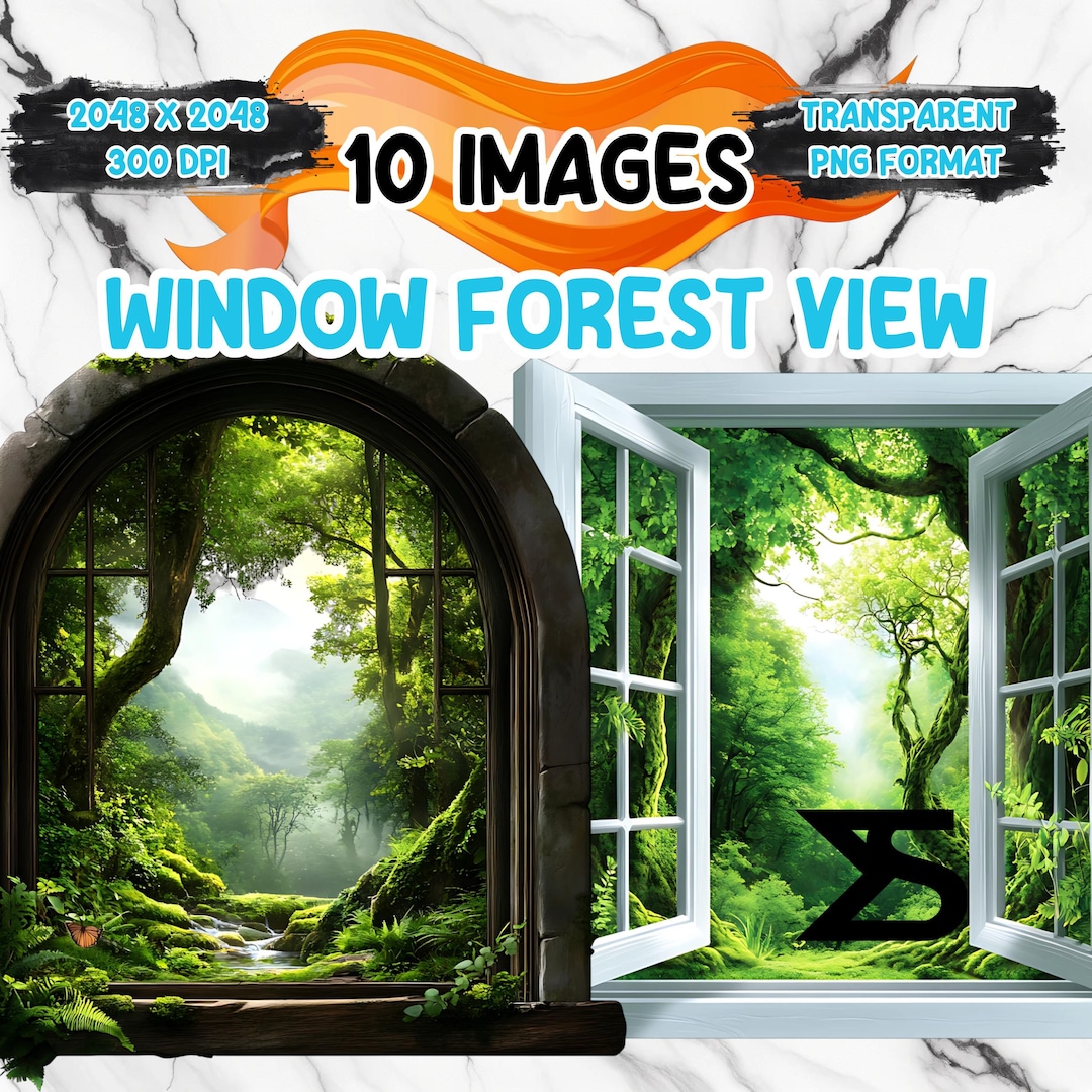 Watercolor Window Forest View PNG Image on Transparent Background ...
