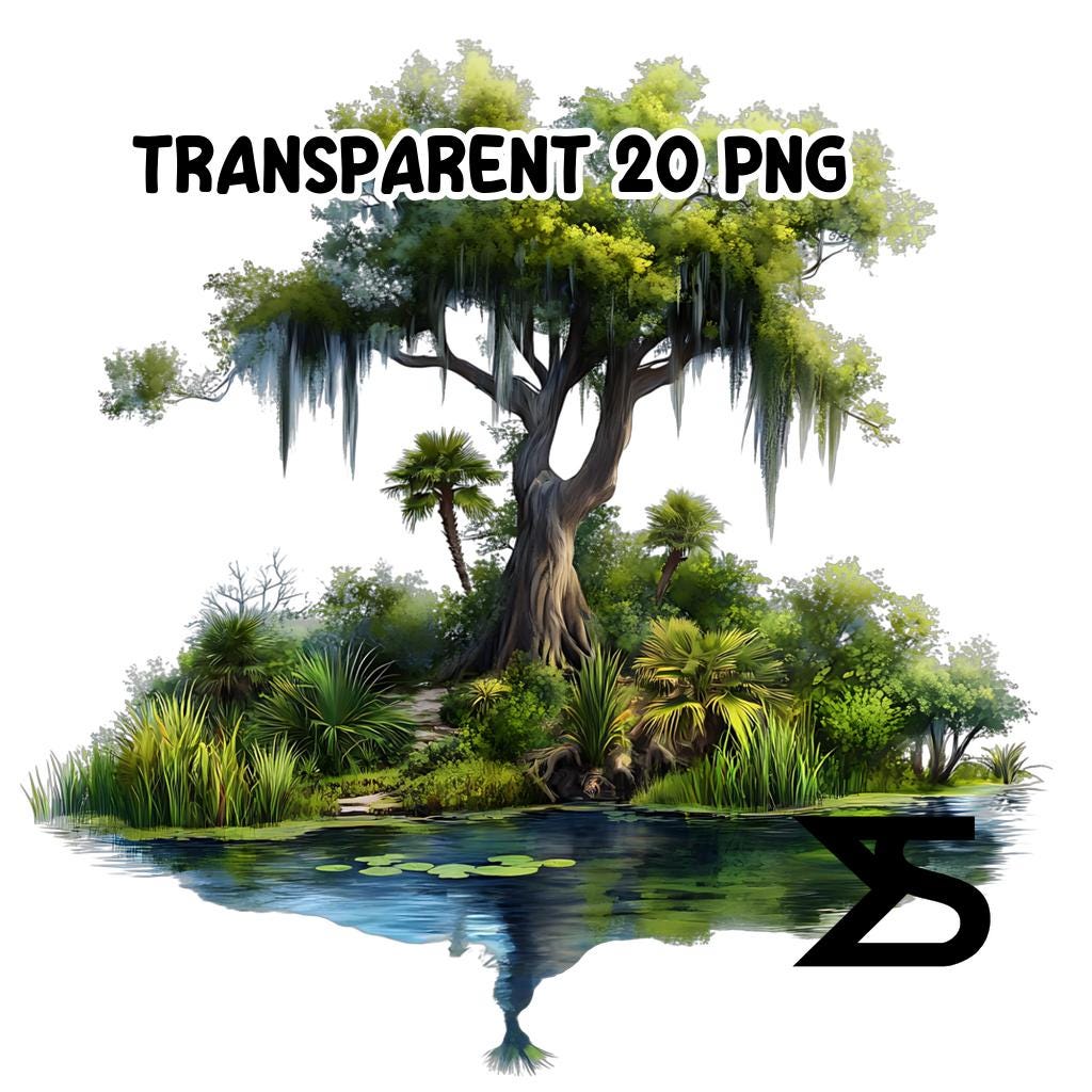 Watercolor Bayou PNG Image on Transparent Background, Digital Sticker ...