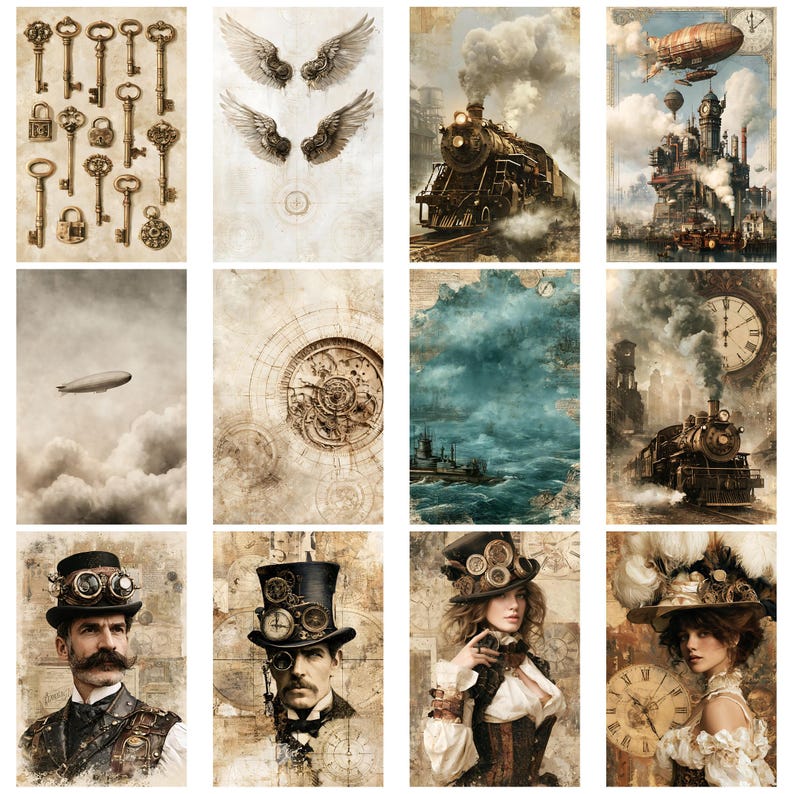 Steampunk4 Vintage Junk Journal Kit With Ephemera Pack Printable Papers ...