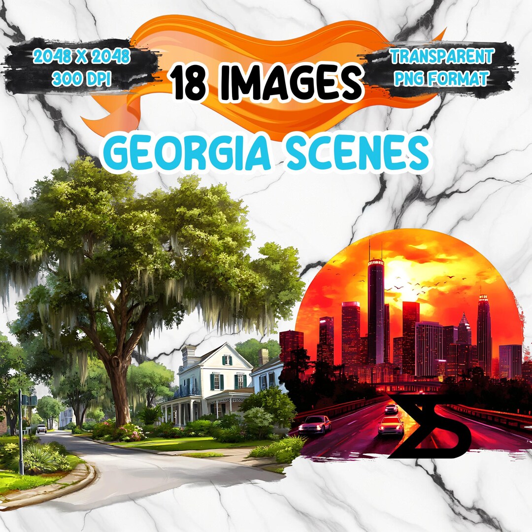 Watercolor Georgia Scenes PNG Image, Georgia Clipart Bundle, Commercial ...