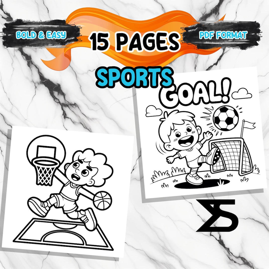 Sports Coloring Book, Printable Adult Coloring Book, Coloring Pages Fo ...