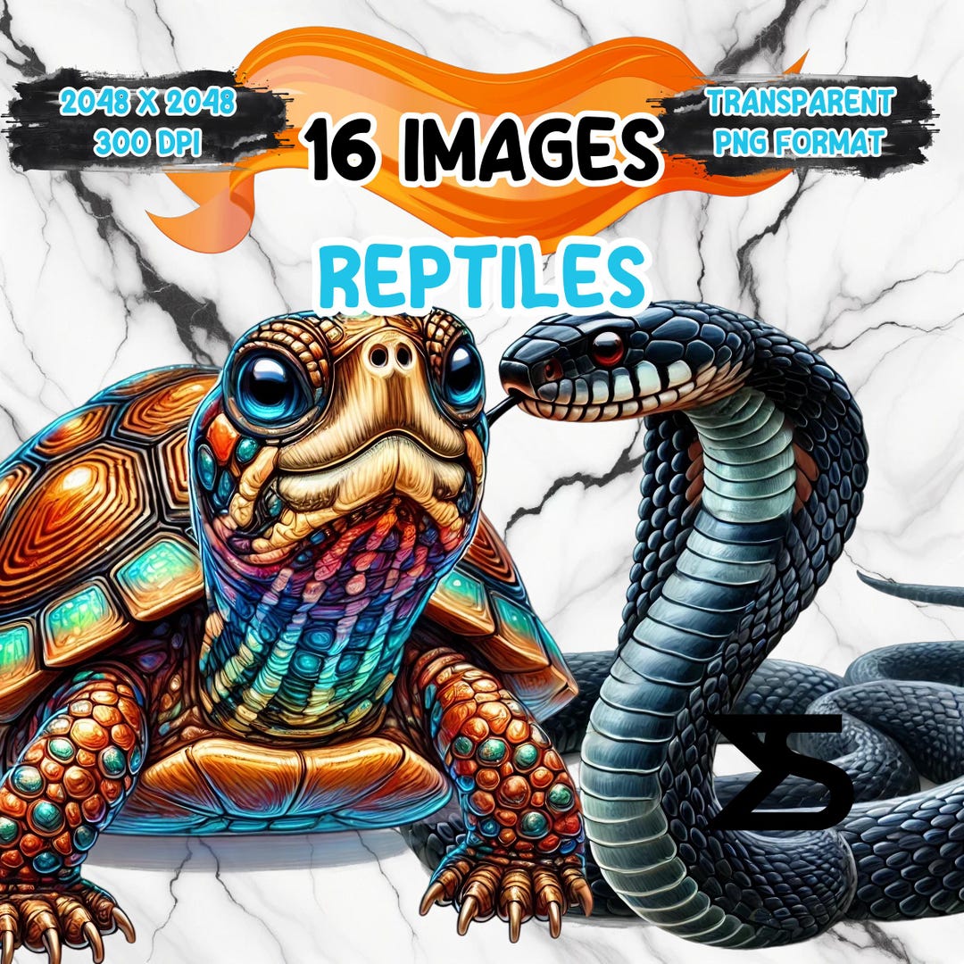 16 Watercolor Reptiles Clipart | Chameleon, Lizard, Snake, Turtle ...