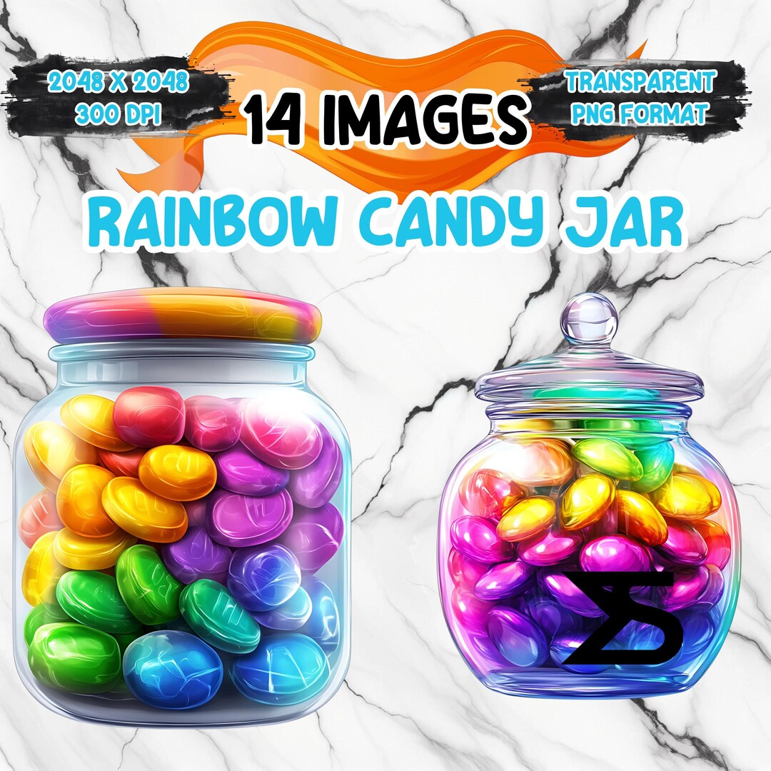 Watercolor Rainbow Candy Jar PNG Image on Transparent Background ...