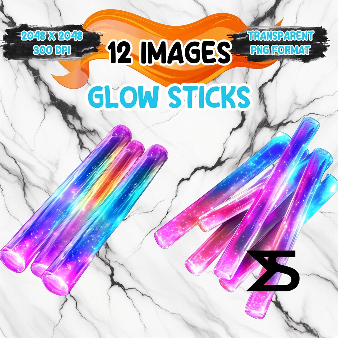 Watercolor Glow Sticks PNG Image on Transparent Background, Digital ...