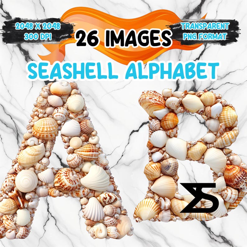 Watercolor Seashell Alphabet PNG Image on Transparent Background ...
