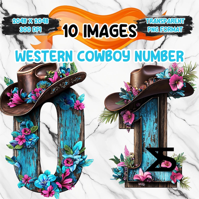 Watercolor Western Cowboy Number PNG Image on Transparent Background ...