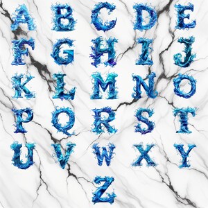 Watercolor Ocean Alphabet PNG Image on Transparent Background, Digital ...