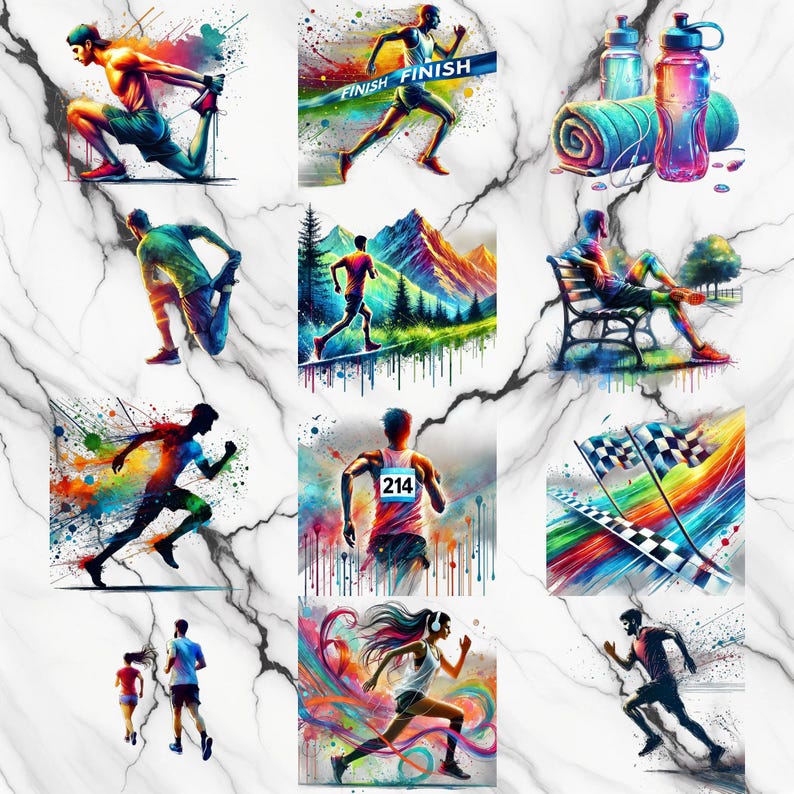 12 Watercolor Running Clipart , Running Clipart, Clipart Bundle ...