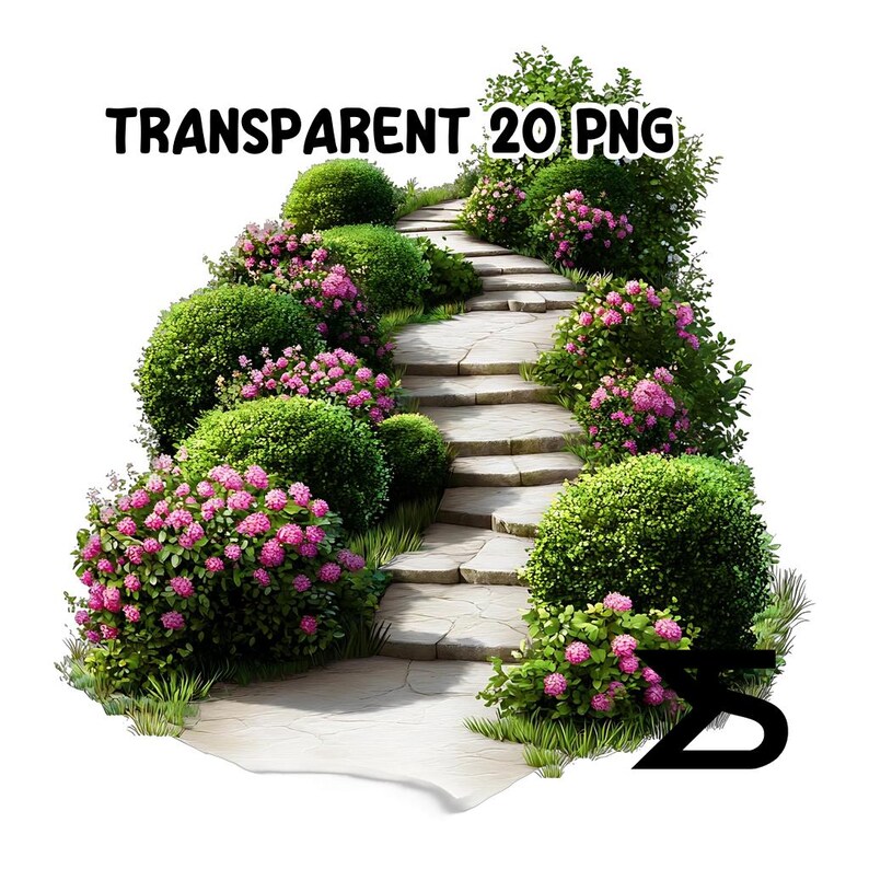 Watercolor Garden Path PNG Image, Spring Clipart Bundle, Commercial Use ...