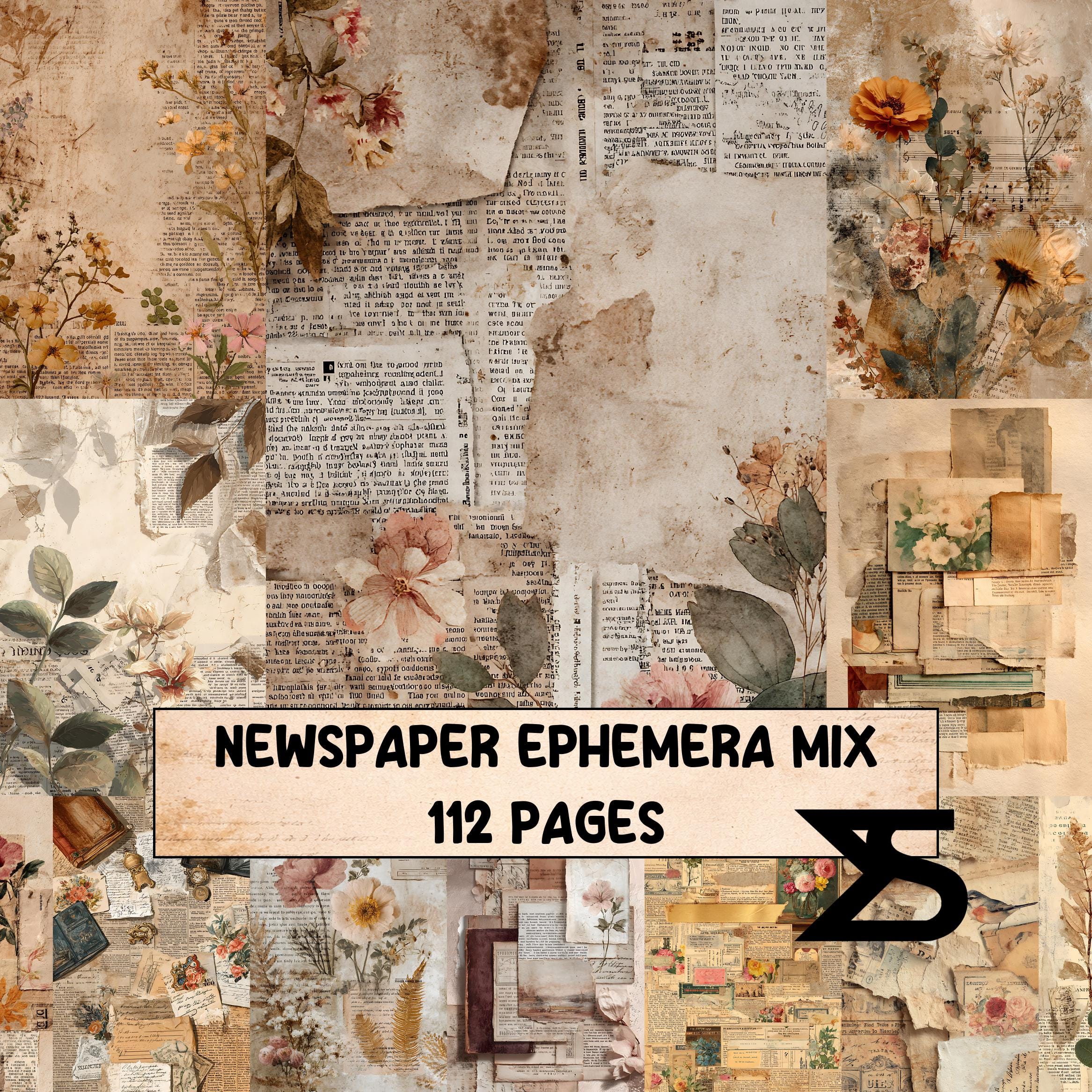Newspaper Ephemera Mix Vintage Newspaper Pages Ephemera Pack for Junk ...