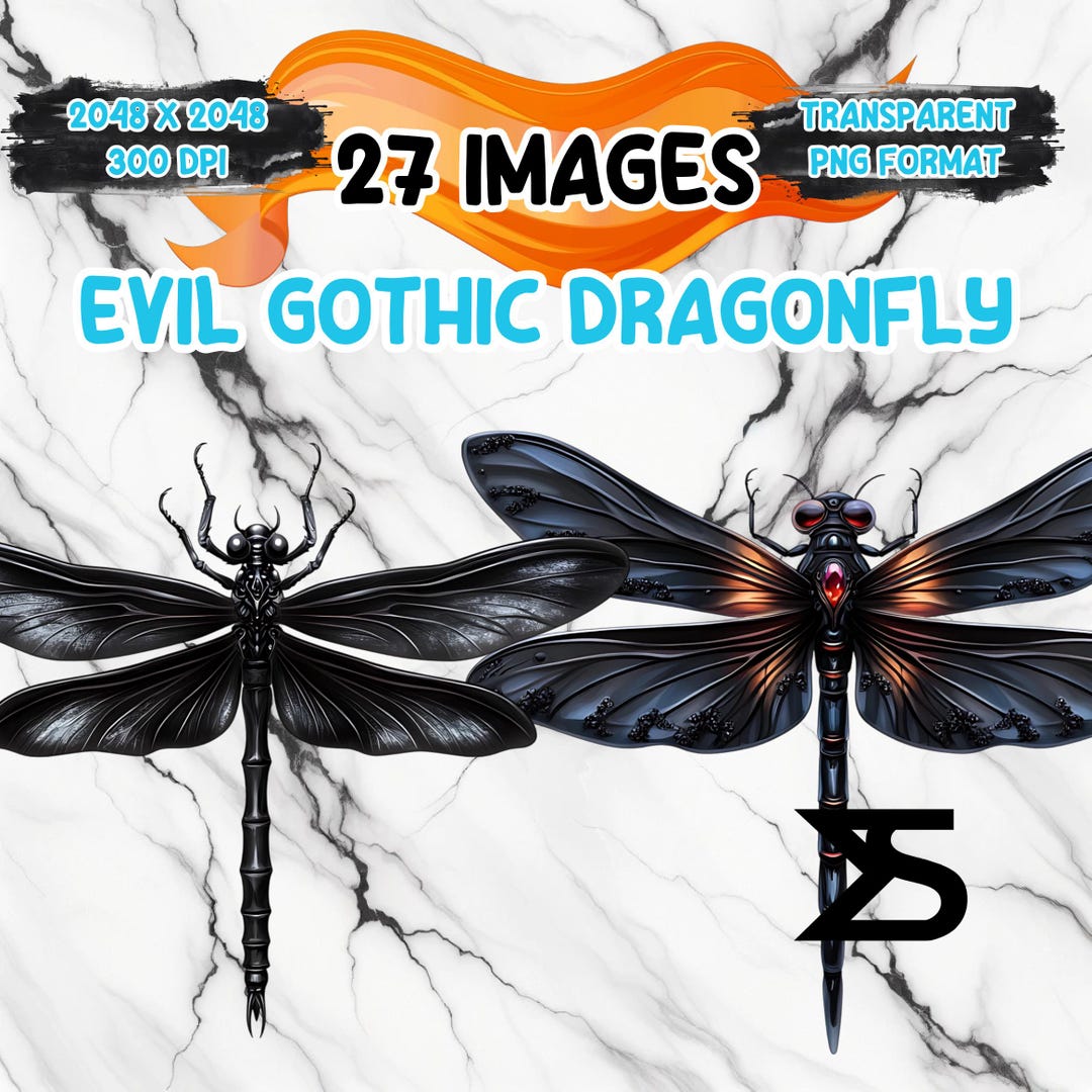 Watercolor Evil Gothic Dragonfly PNG Image on Transparent Background ...