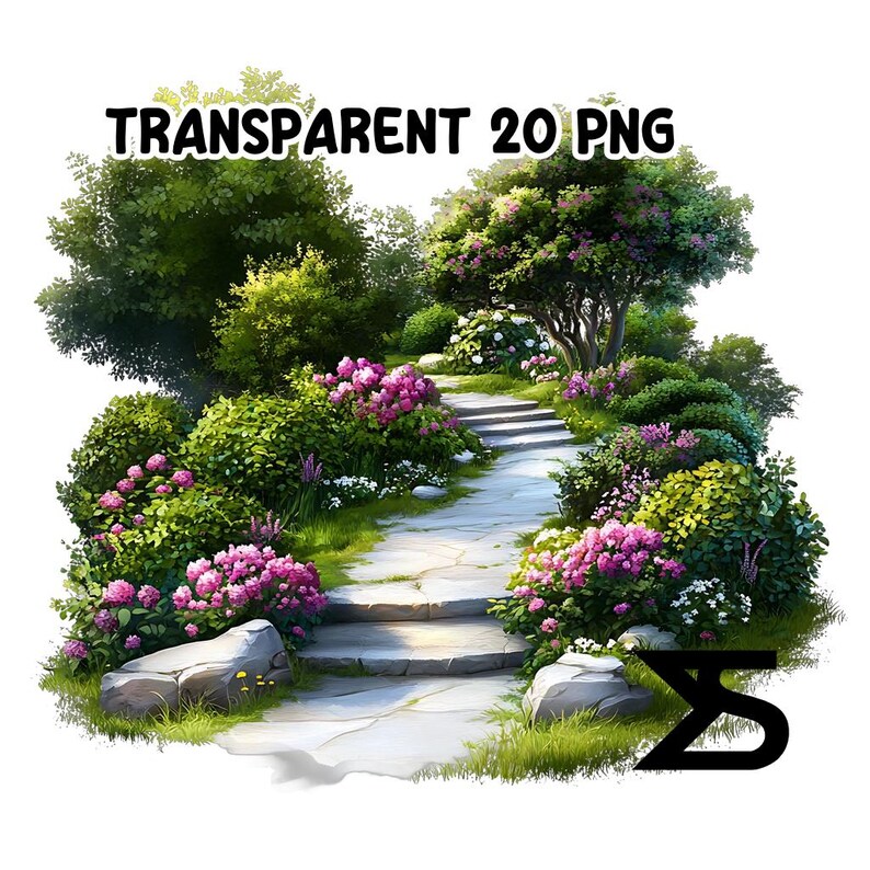 Watercolor Garden Path PNG Image, Spring Clipart Bundle, Commercial Use ...