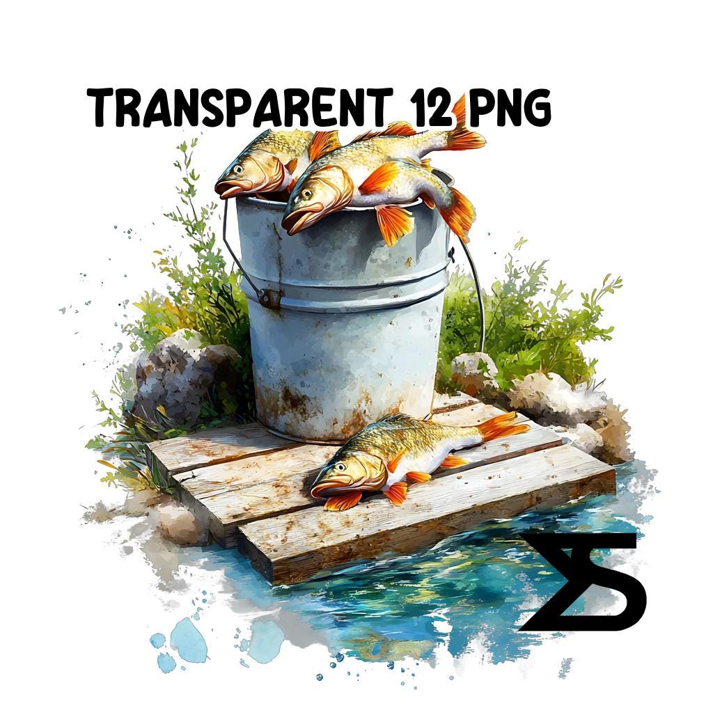 Watercolor Fishing PNG Image With Transparent Background, Fishing ...