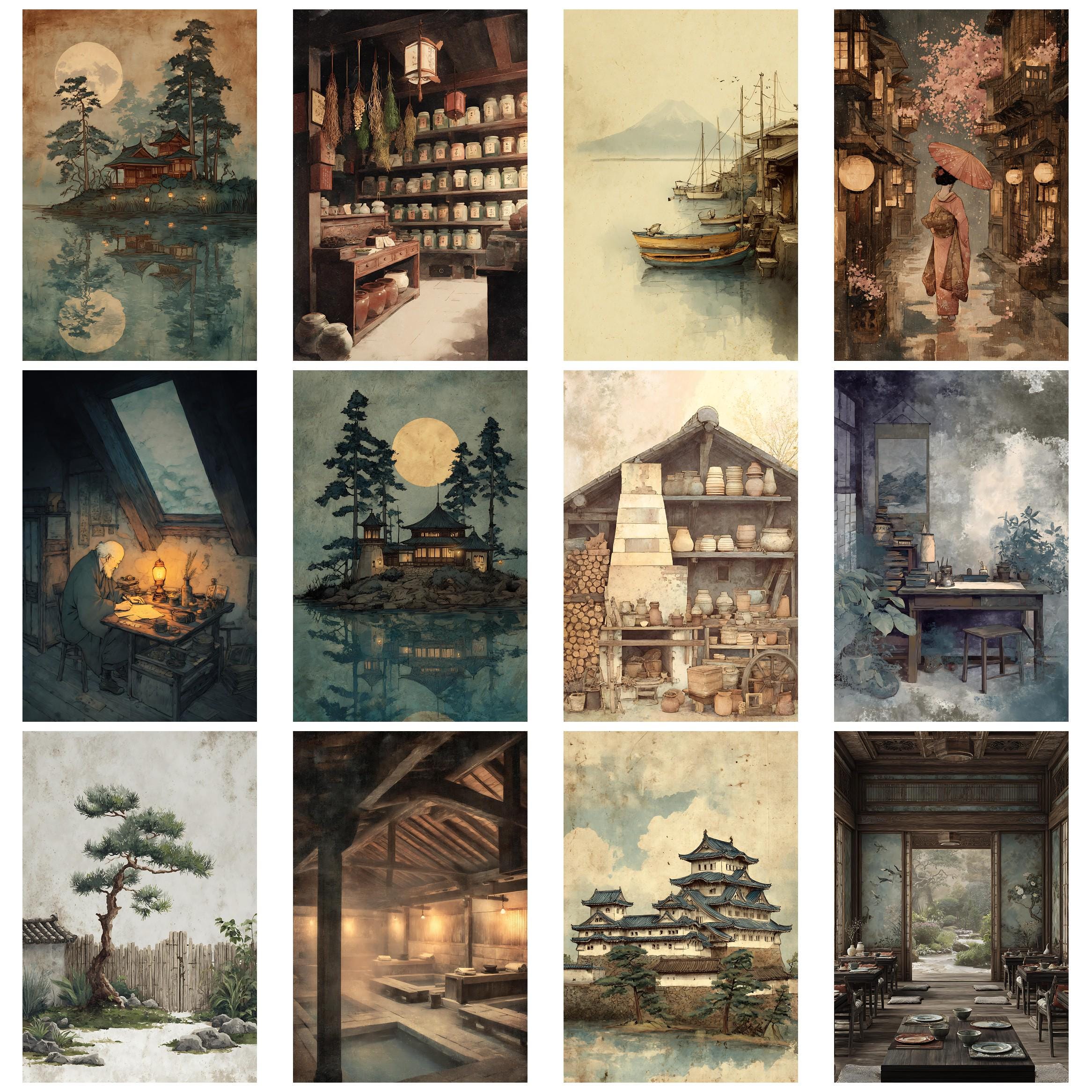 Feudal Japan Junk Journal Ephemera Pack Vintage Samurai Kimono Ukiyoe ...