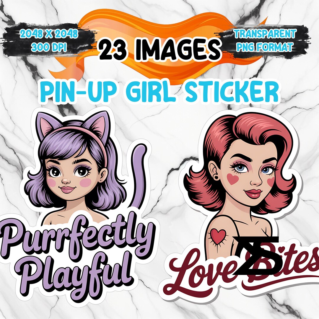 Watercolor Pin-up Girl Sticker PNG Image on Transparent Background ...