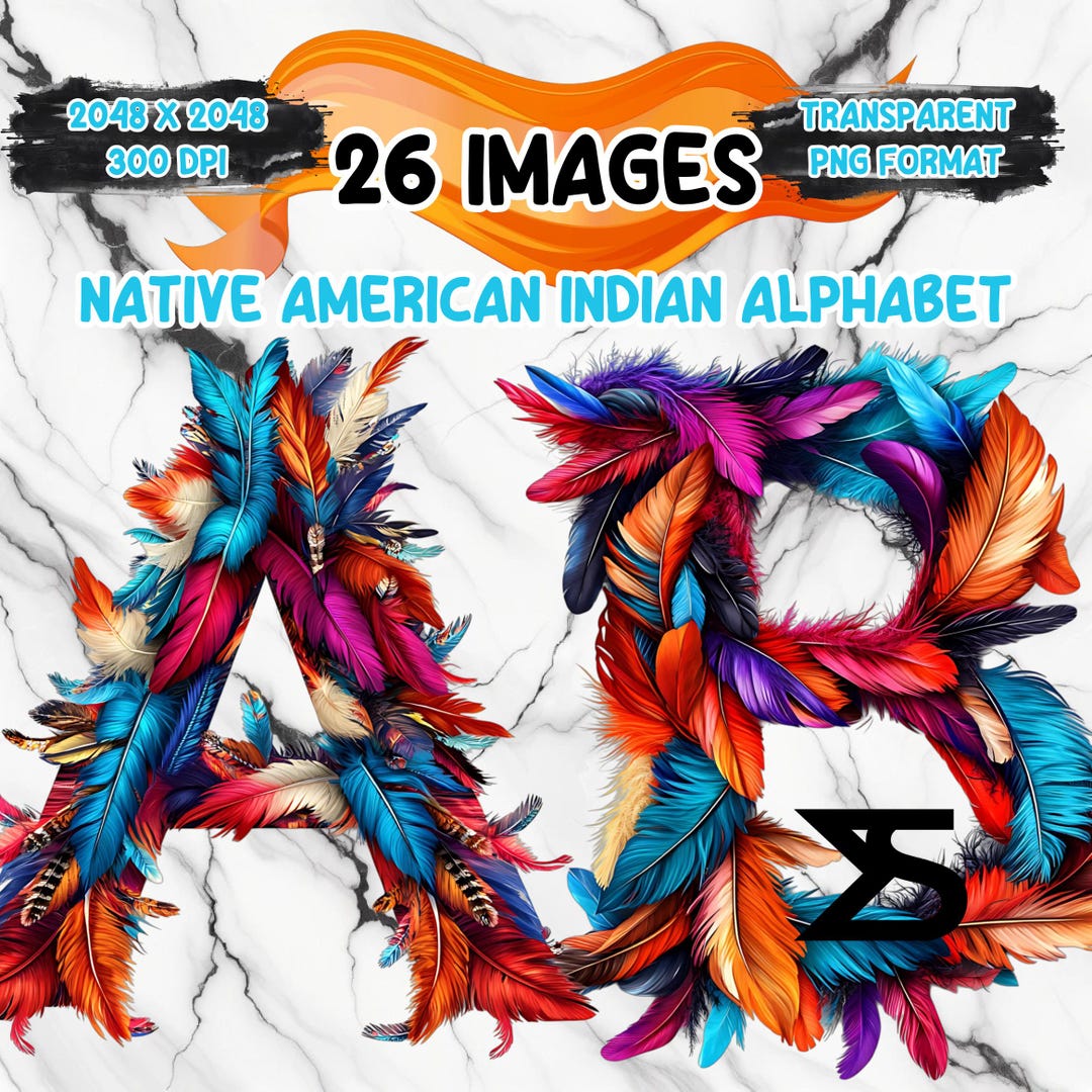 Watercolor Native American Indian Alphabet PNG Image on Transparent ...