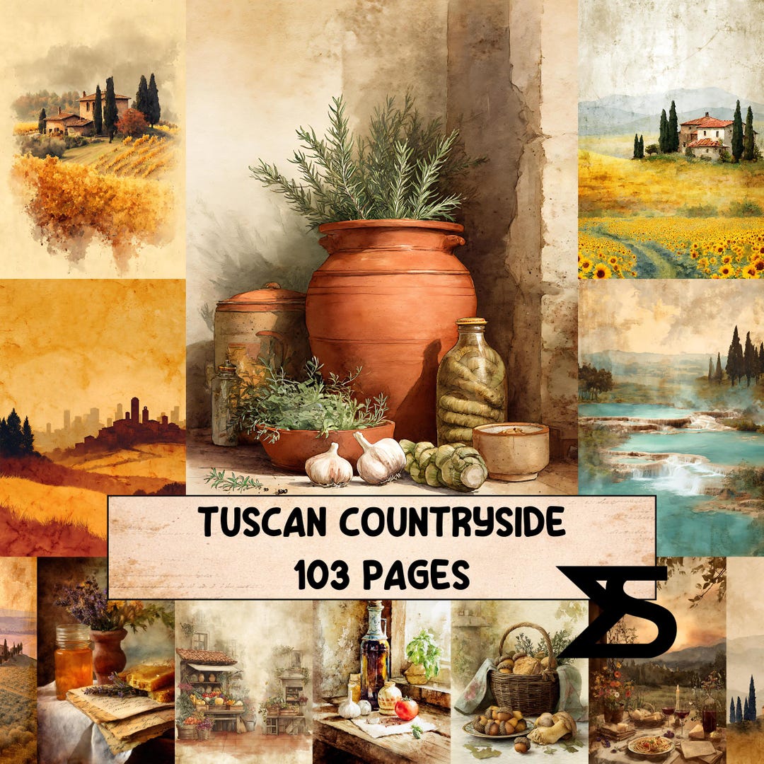 Tuscan Countryside Junk Journal Kit Vintage Ephemera Printable Papers ...