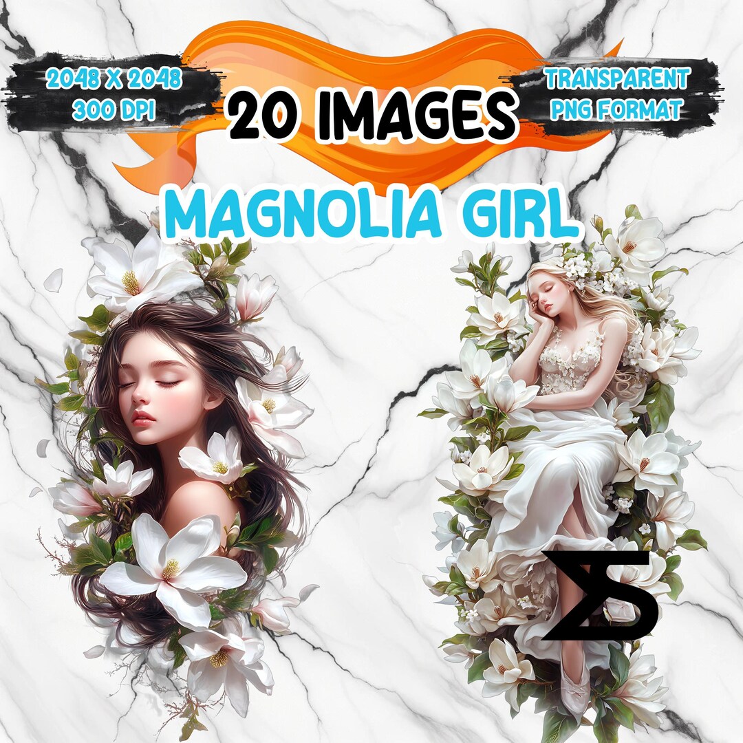 Watercolor Magnolia Girl PNG Clipart Image, Transparent Background ...