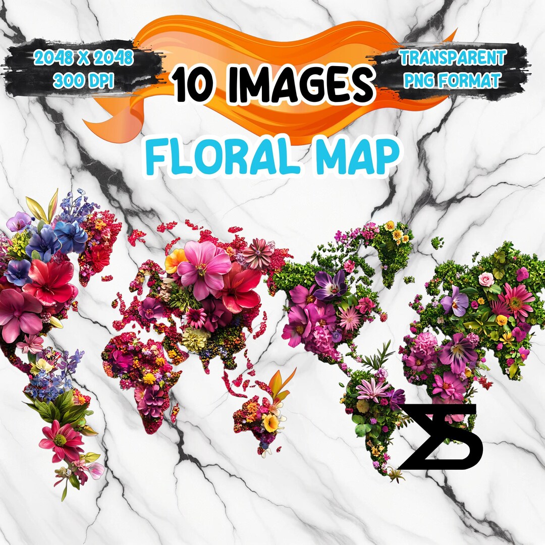 Watercolor Floral Map PNG Image on Transparent Background, Digital ...