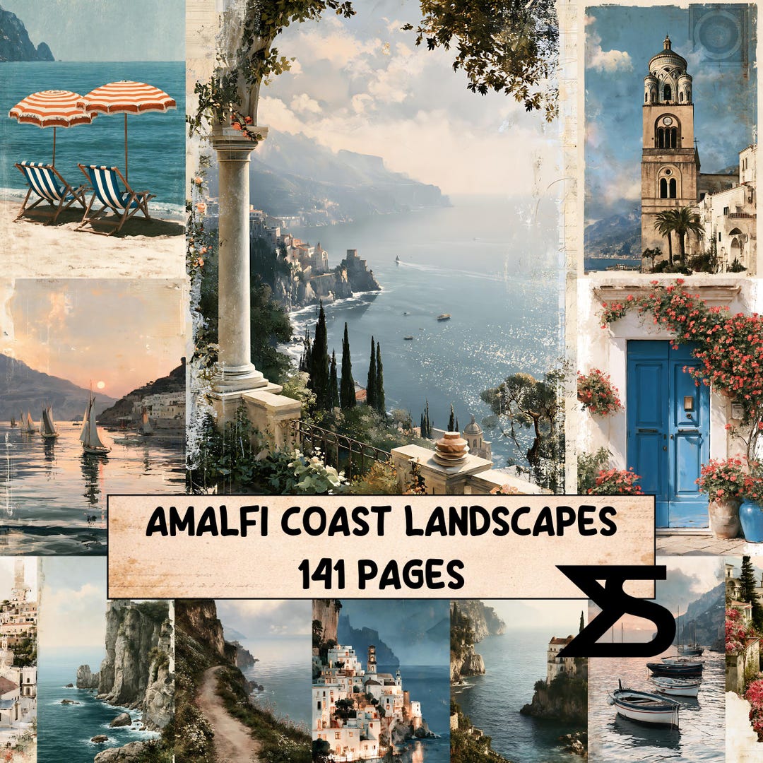 Amalfi Coast Landscapes Vintage Junk Journal Kit With Printable ...