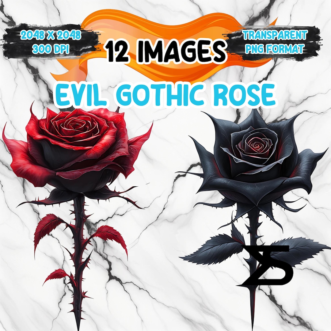 Watercolor Evil Gothic Rose PNG Image on Transparent Background ...