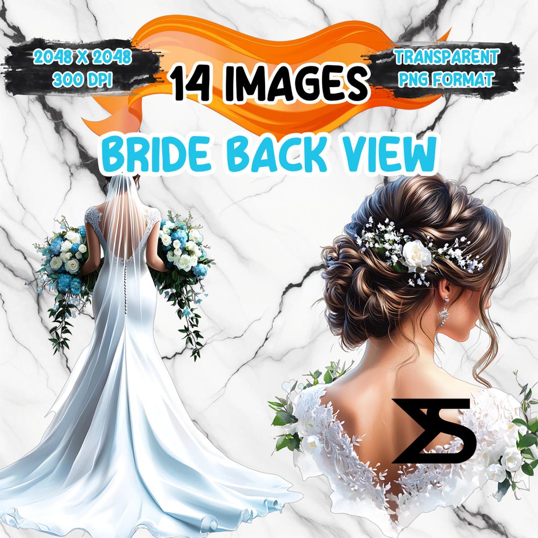Watercolor Bride Back View PNG Image on Transparent Background, Digital ...