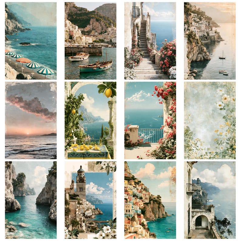 Amalfi Coast Landscapes Vintage Junk Journal Kit With Printable ...
