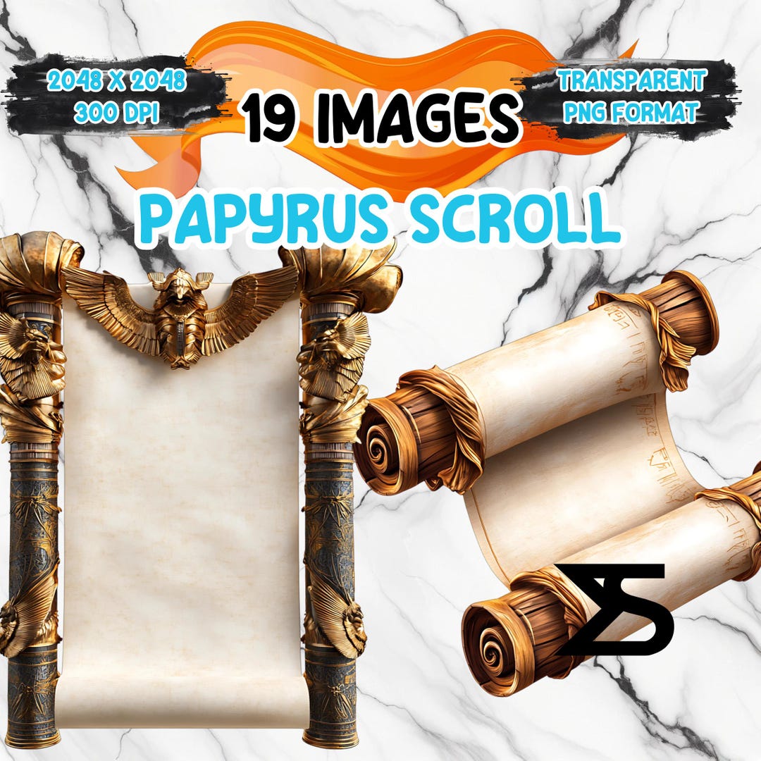 Watercolor Papyrus Scroll PNG Image on Transparent Background, Digital ...