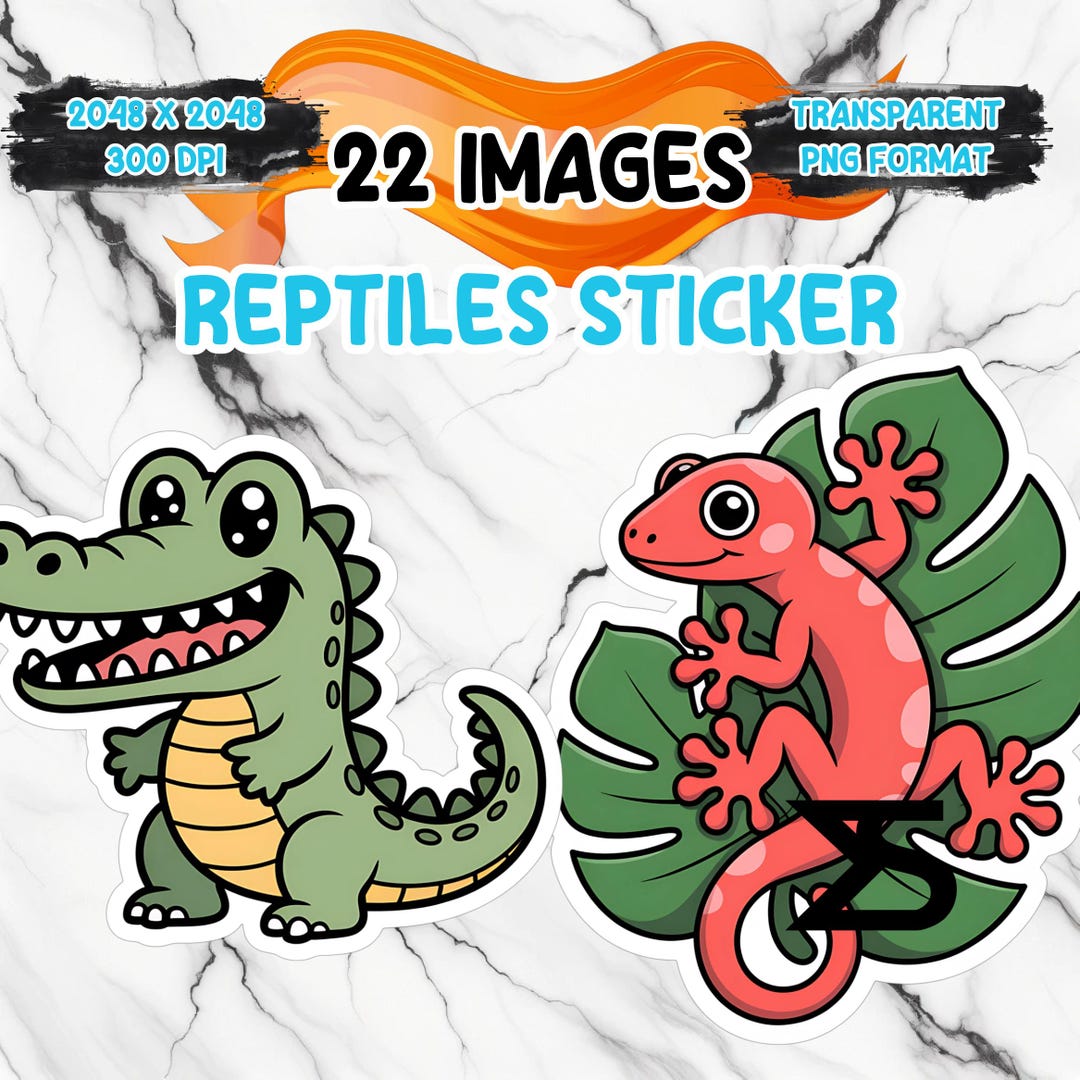 Watercolor Reptiles Sticker PNG Image on Transparent Background ...